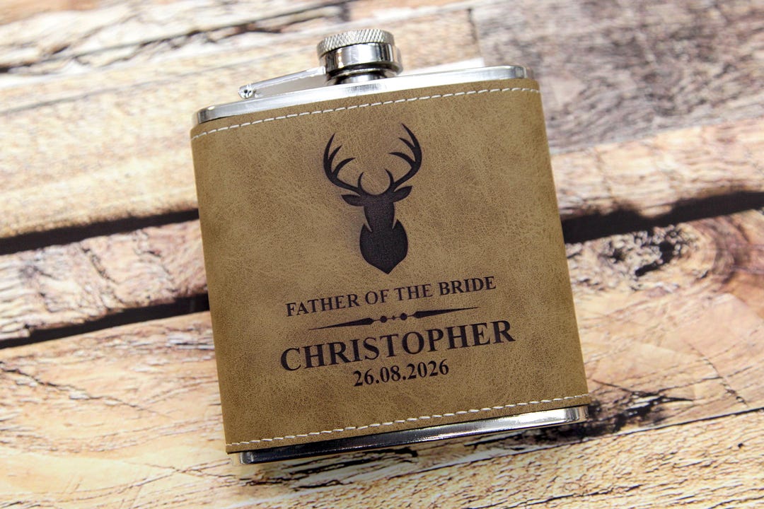 Engraved Leather Flask: Personalized Groomsmen Gift - Etsy