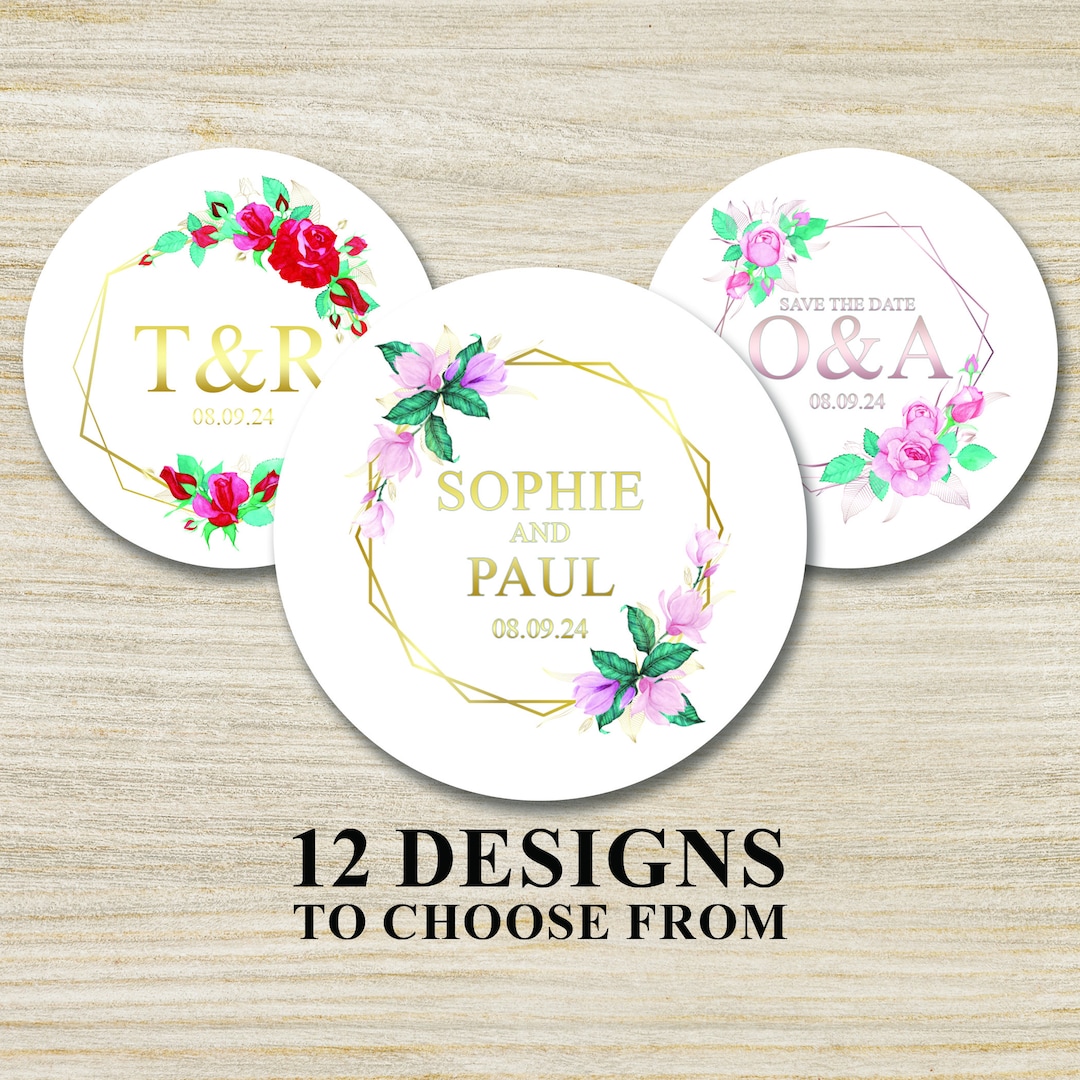 Personalised Wedding Stickers, Wedding Name Stickers, Wedding Favour ...