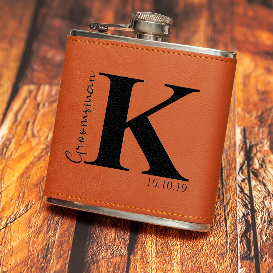 Personalized Leather Flask: Engraved Groomsmen Gift - Etsy