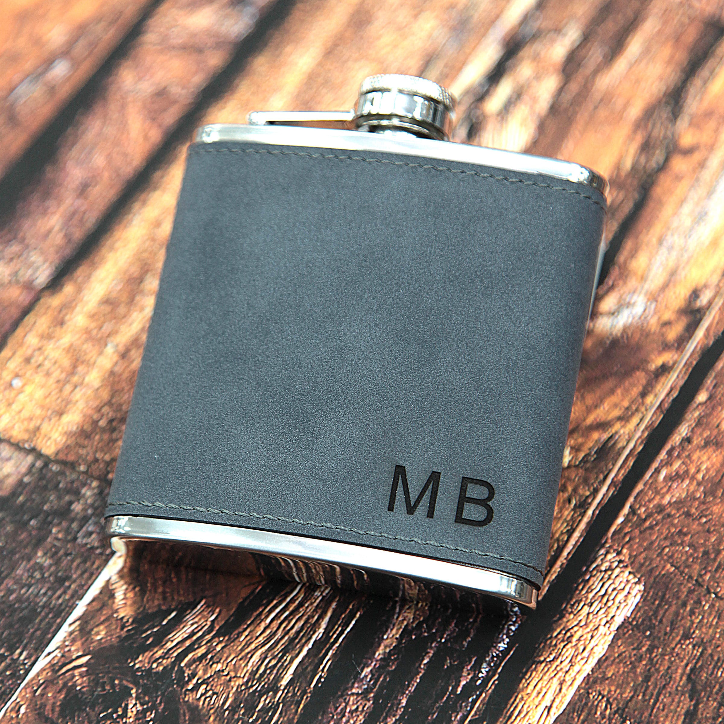 Mens Personalised Flask groomsmen Gift PU Leather/suede Hip | Etsy UK