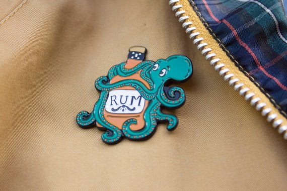 Enamel Pin Kraken Pin Rum Lovers Pin Soft Enamel Pin | Etsy