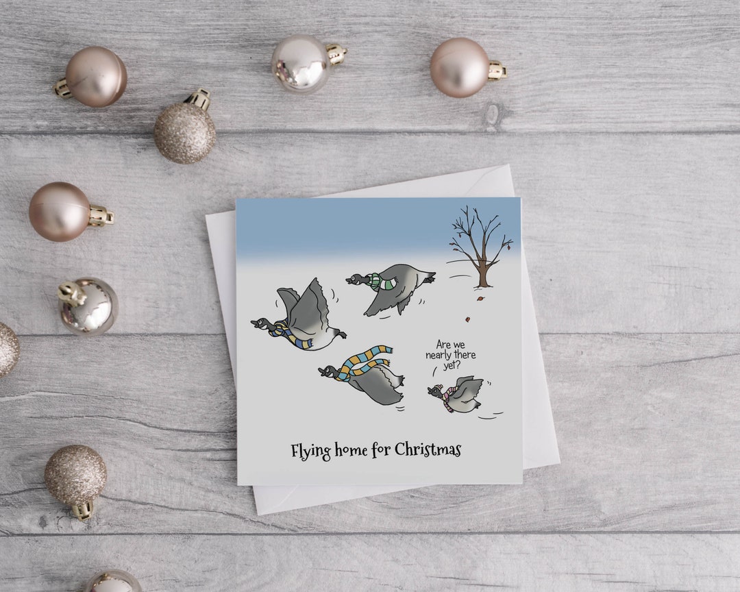 Christmas Card - Flying Home for Christmas Card - Cute Christmas - Xmas ...