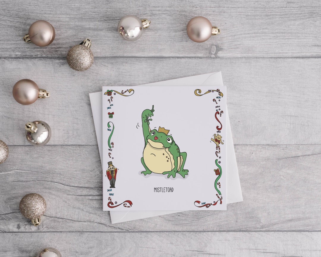 Christmas Card - Mistletoad Card - Toad Card - Frog Kiss Card ...