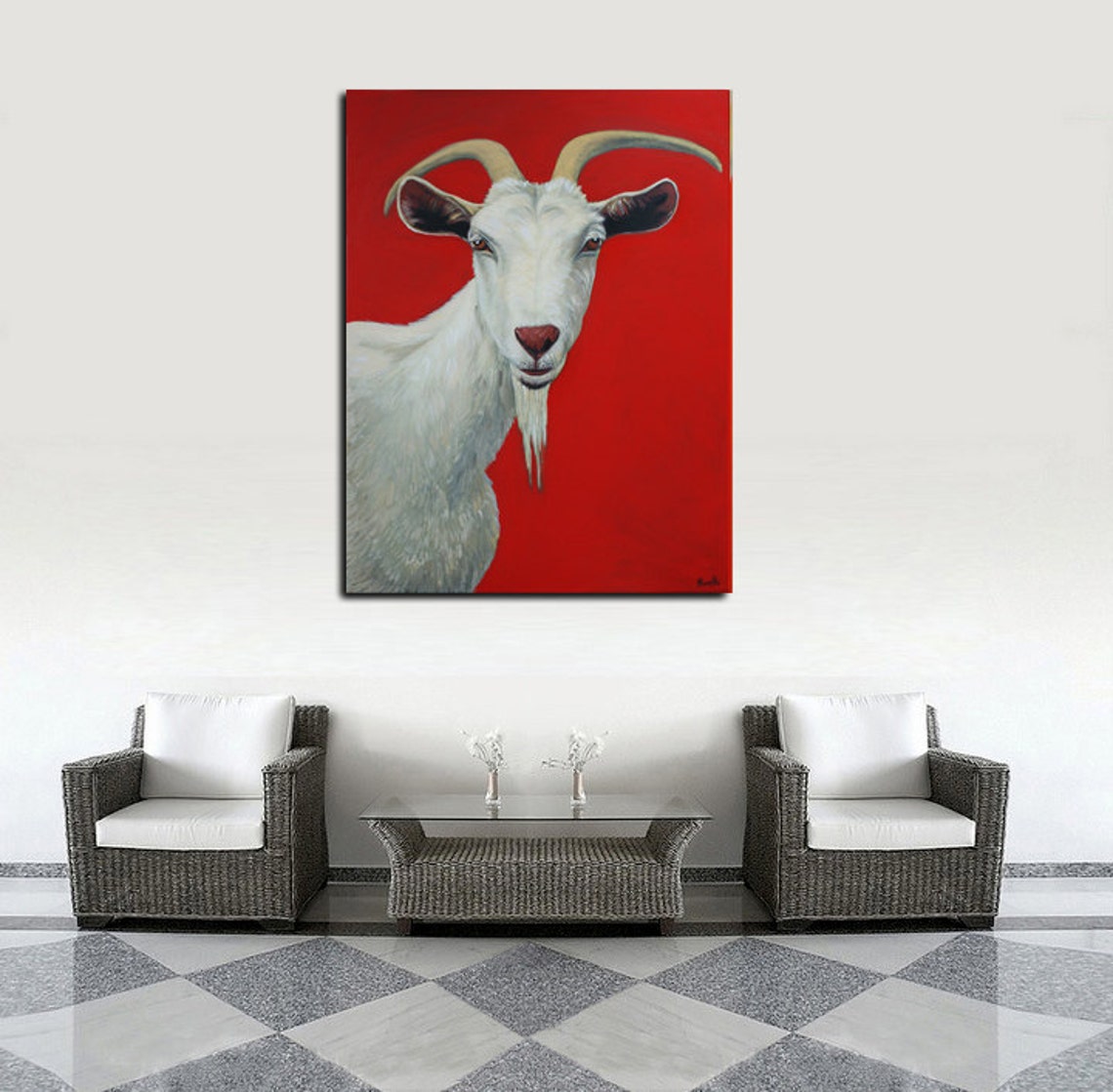PAINTING GOAT ANIMAL Modern Abstract Original Framed - Etsy