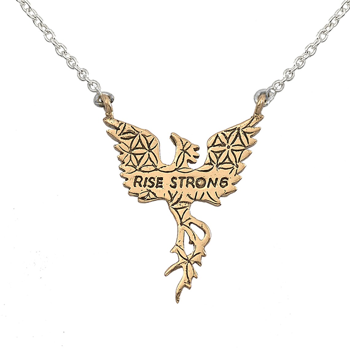 RISE STRONG Phoenix Mini Necklace in Bronze - Etsy