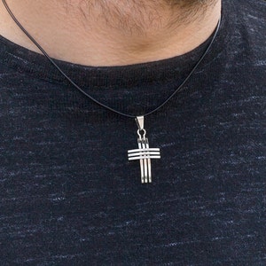 Stainless Steel Curved & Grooved Cross Pendant Cross Pendant Cross Men ...