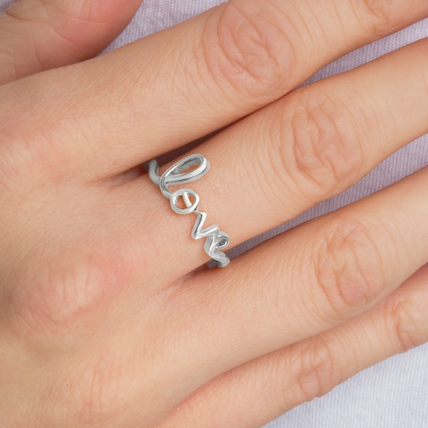 Silver Love Ring - Etsy