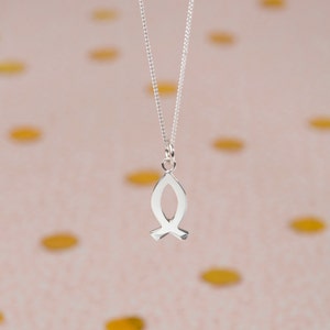 Solid Sterling Silver Ichthys Fish Pendant Fish Necklace Silver Fish ...