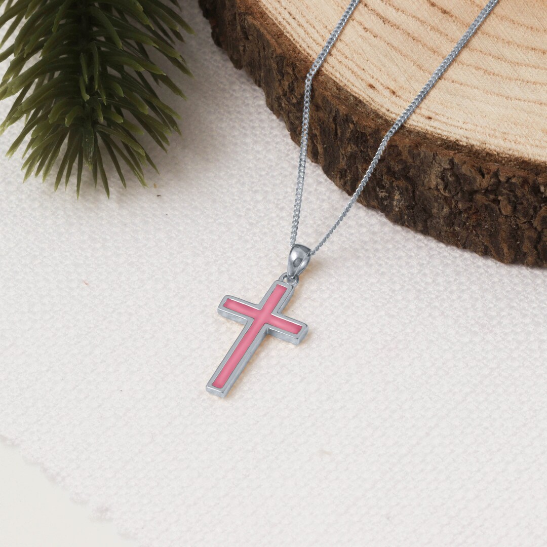 Personalised Sterling Silver Enamel Cross Pendant Engraved Silver ...