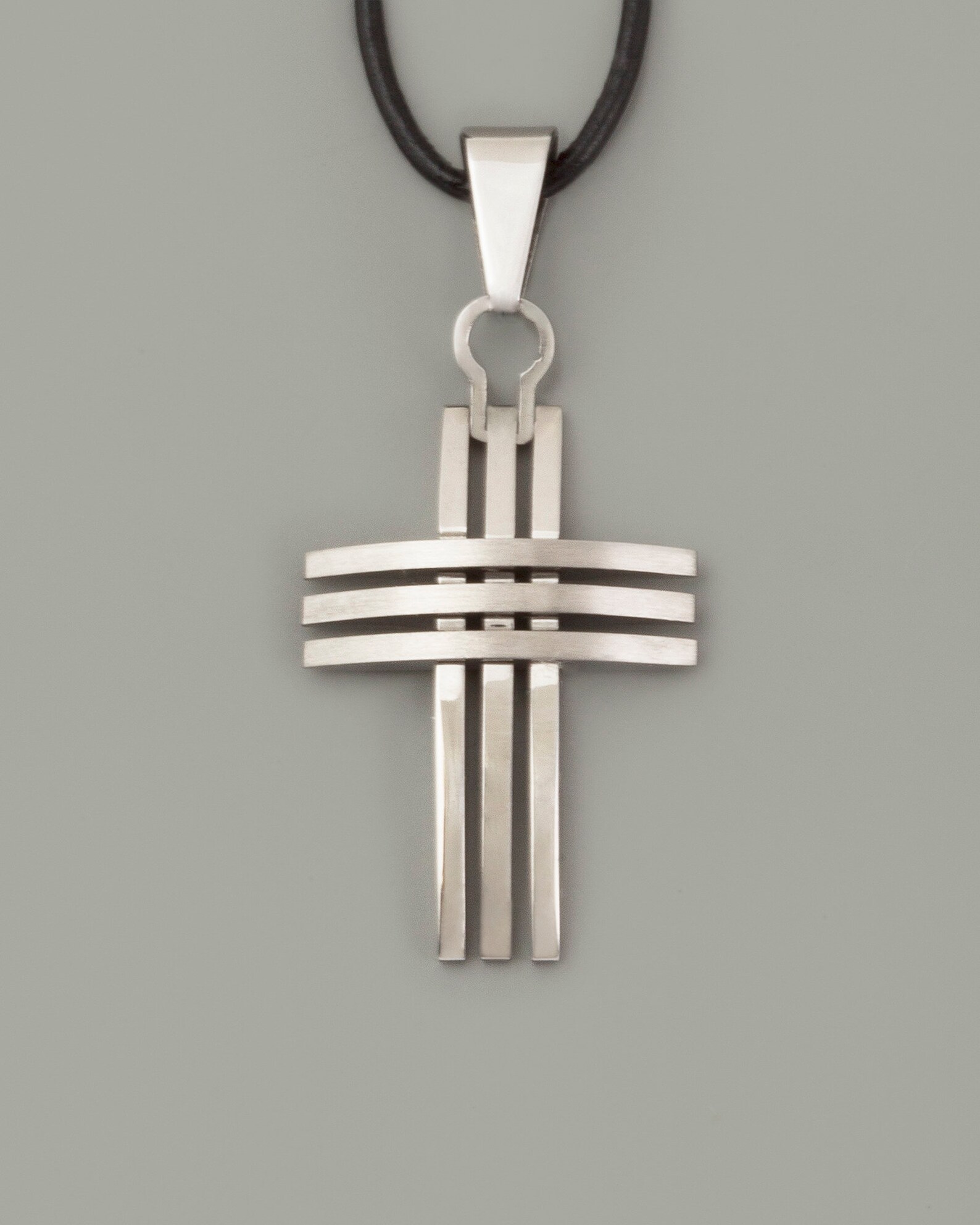 Stainless Steel Curved & Grooved Cross Pendant Cross Pendant - Etsy UK