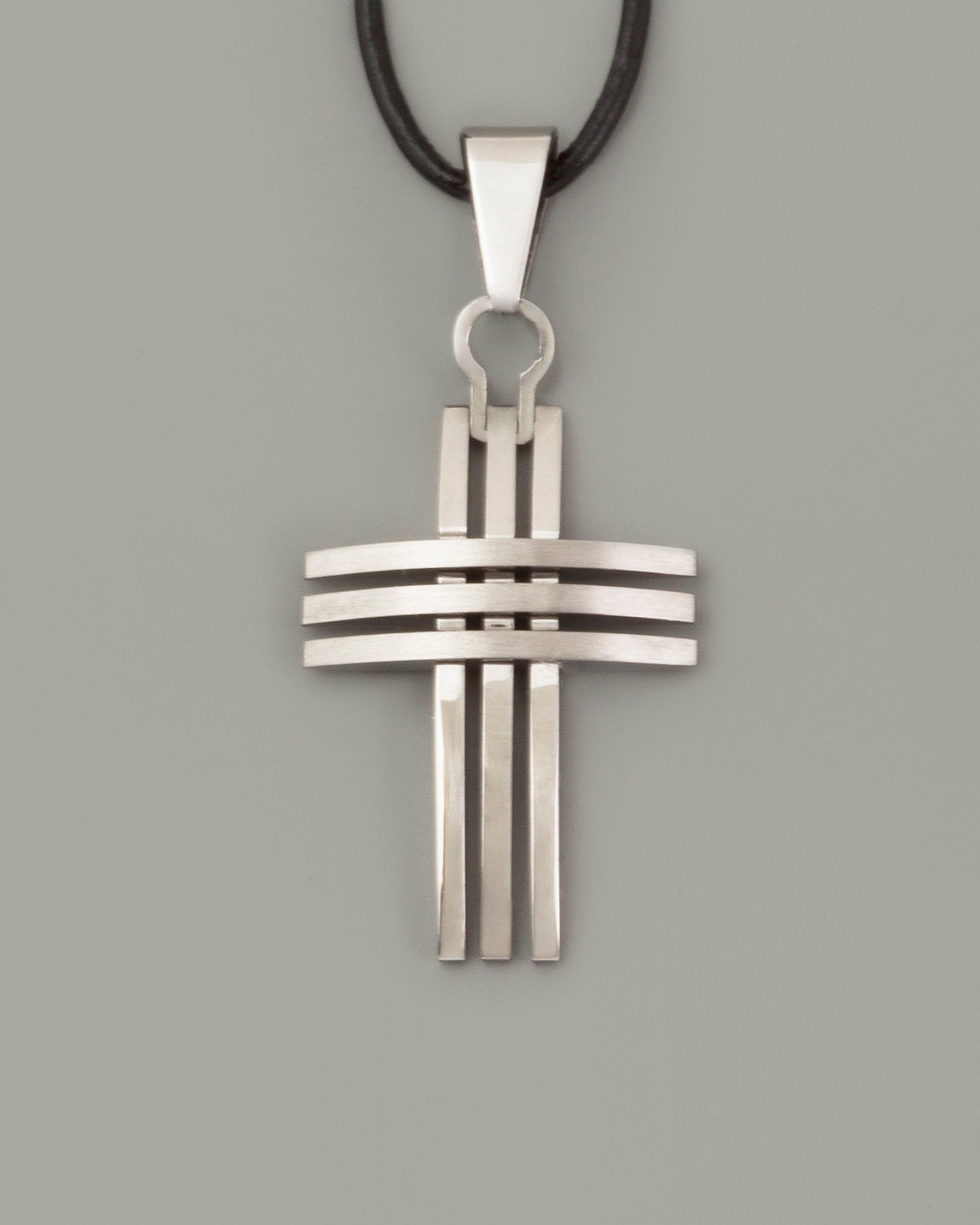 Stainless Steel Curved & Grooved Cross Pendant Cross Pendant - Etsy UK