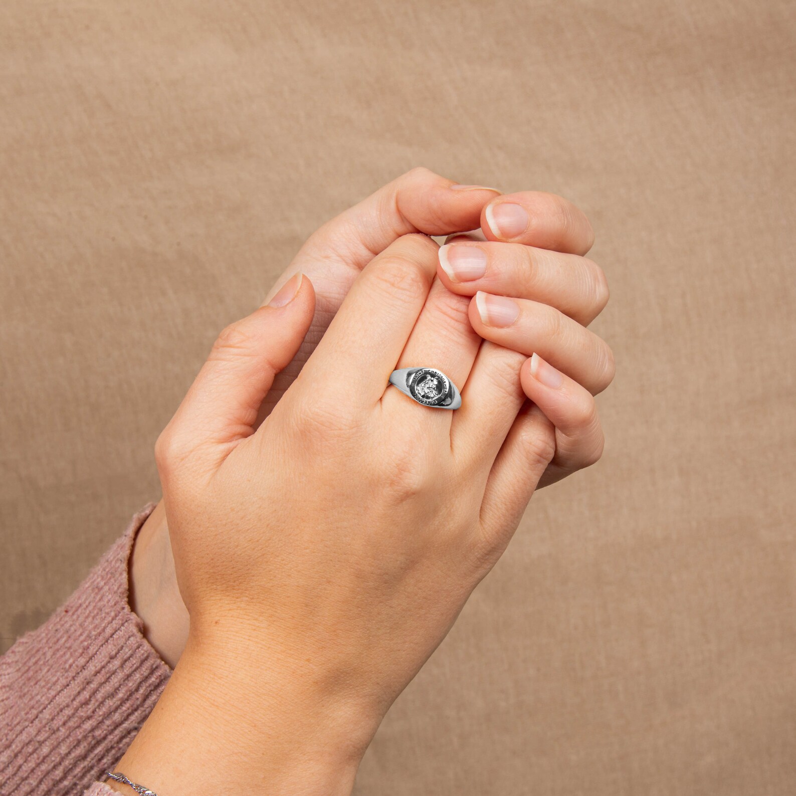 Sterling Silver St Christopher Signet Ring Silver Travel Gift Gold ...