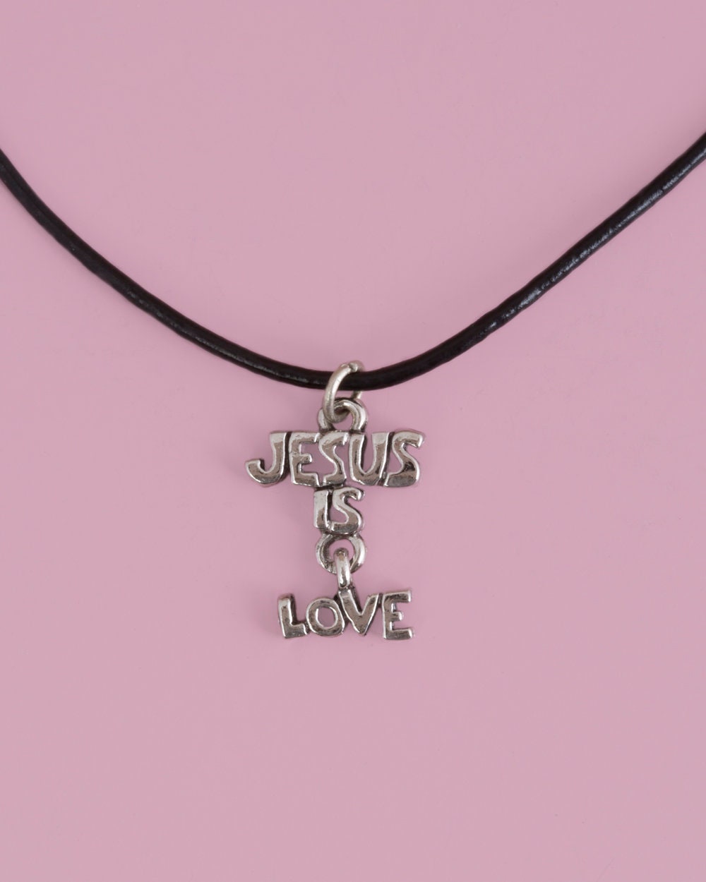 Jesus is Love Pendant on a Leather Cord Jesus Pendant - Etsy UK