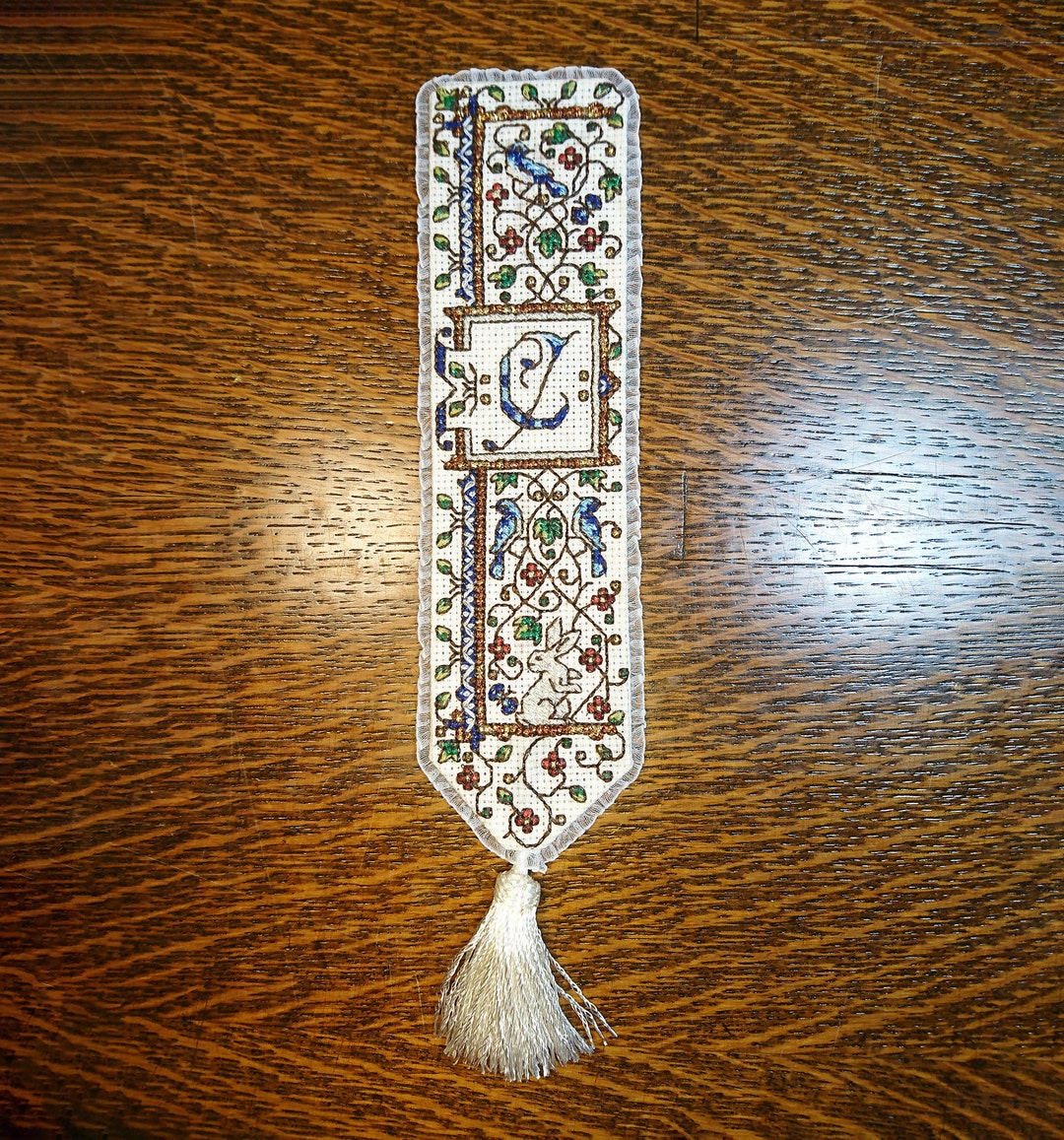 Shiny Illuminated Letter Bookmark Initial C Hand Stitched With Leather ...
