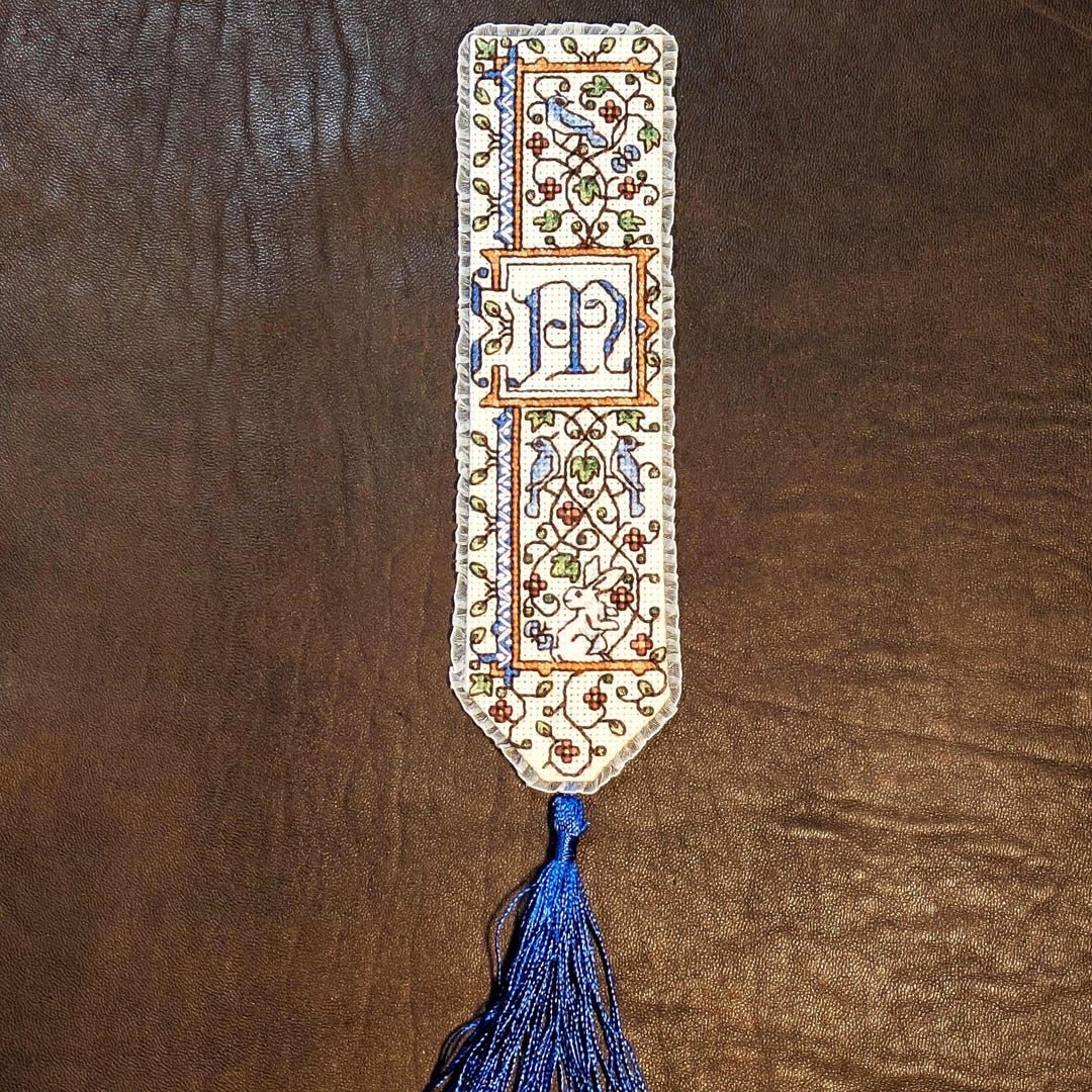Illuminated Letter "m" Bookmark ~ Hand Stitched With Leather Backing - Etsy