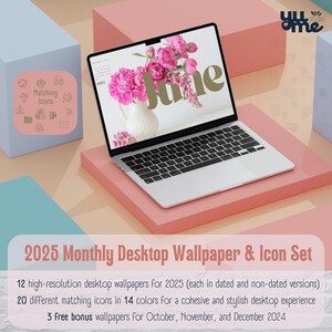 2025 Set Monthly Minimalist Modern Desktop Wallpaper & Icons : 14 ...
