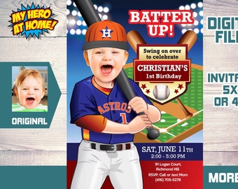Astros Baseball Invitation - Etsy