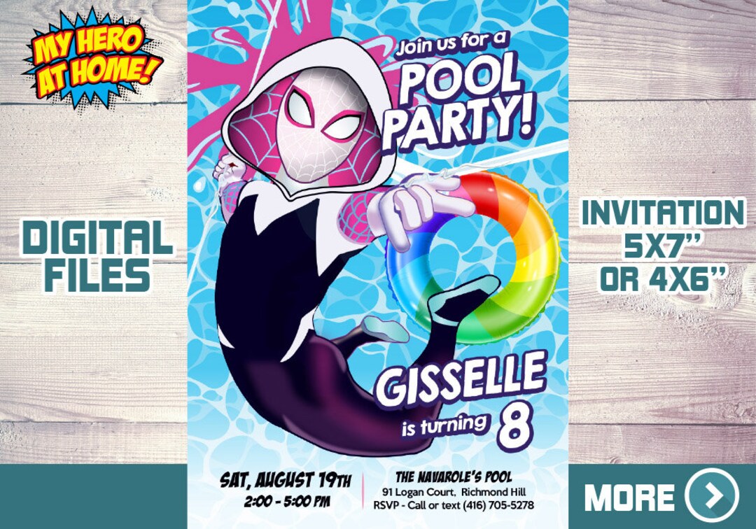 Gwen Stacy Pool Party Template Gwen Stacy Splash Party - Etsy