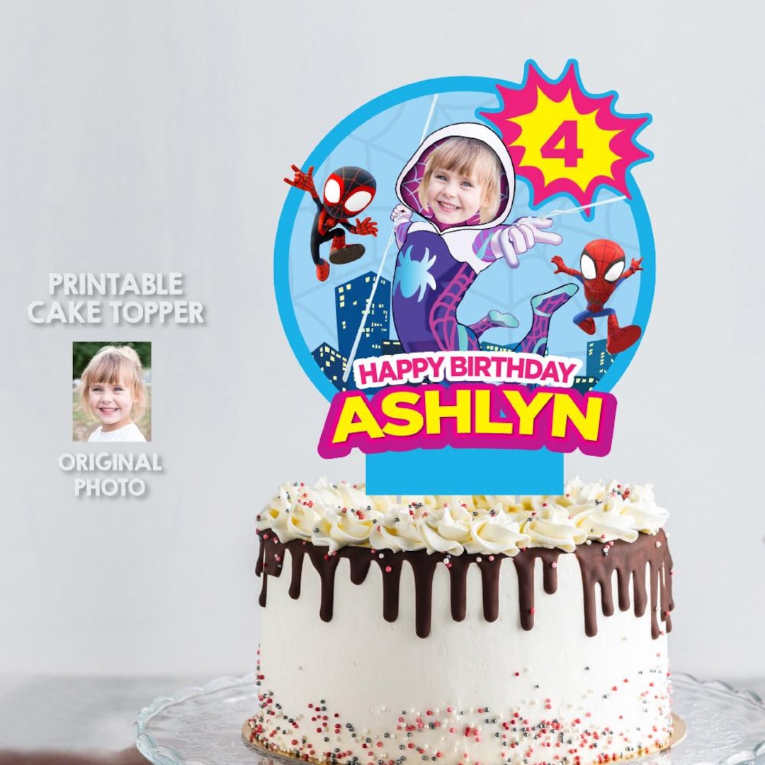 Printable Ghost Spidey Cake Topper With Birthday Girl as Gwen Stacy ...
