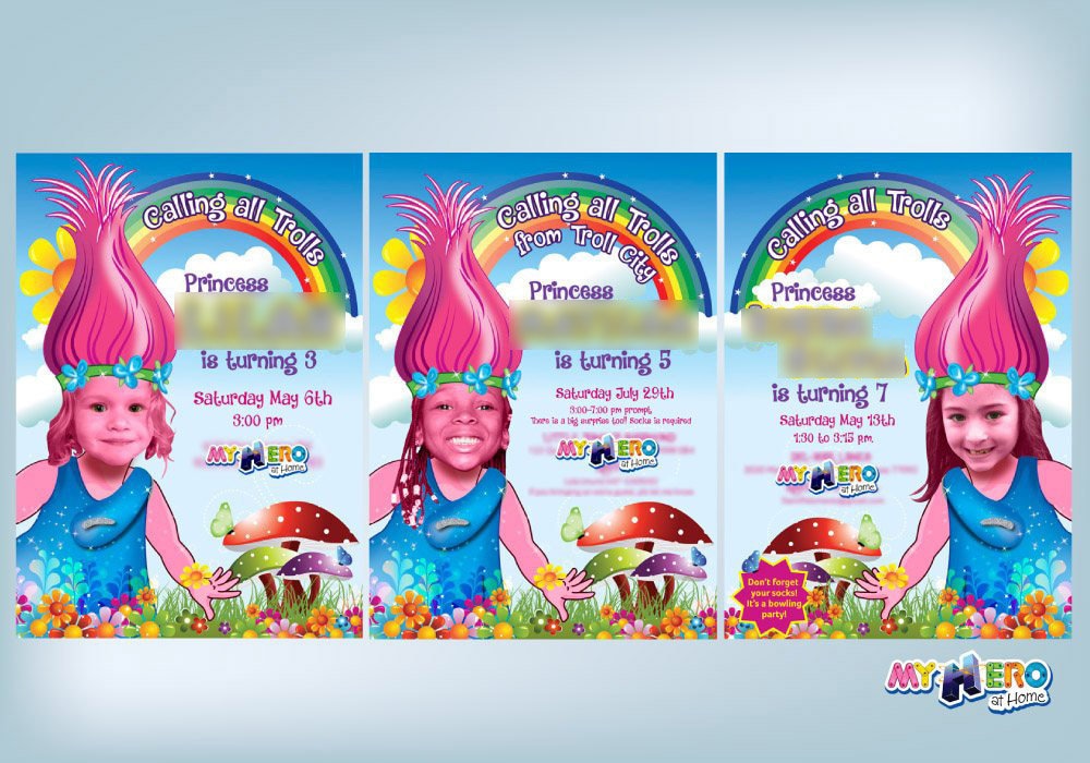 Trolls Birthday Invitation Princess Poppy Invitation Trolls | Etsy