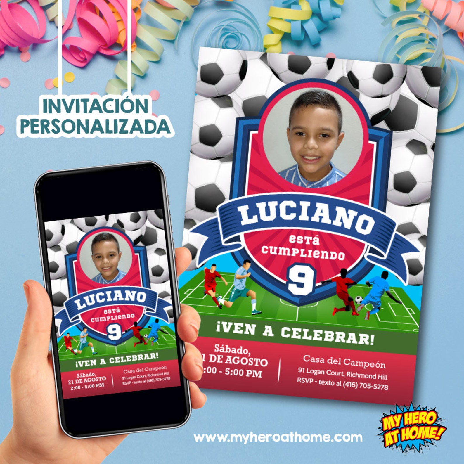 Invitación Personalizada De Futbol Con Foto, Invita Digital Futbol ...