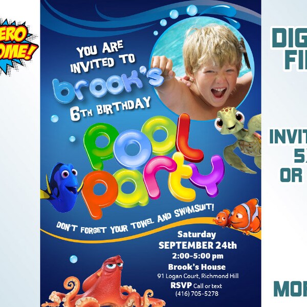 Finding Nemo Pool Party Invitation - Etsy