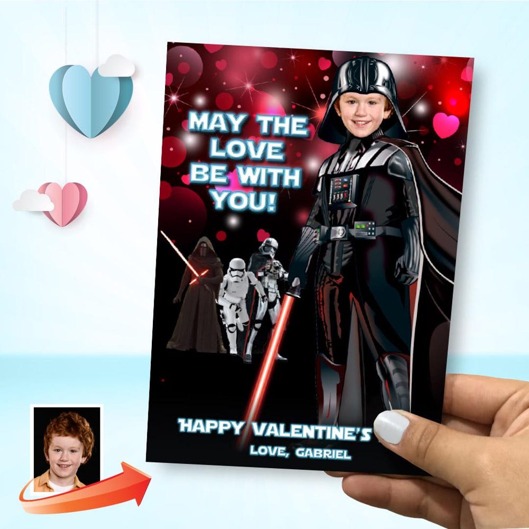 Darth Vader Valentine's Card With Photo, Valentines Themed Dark Side ...