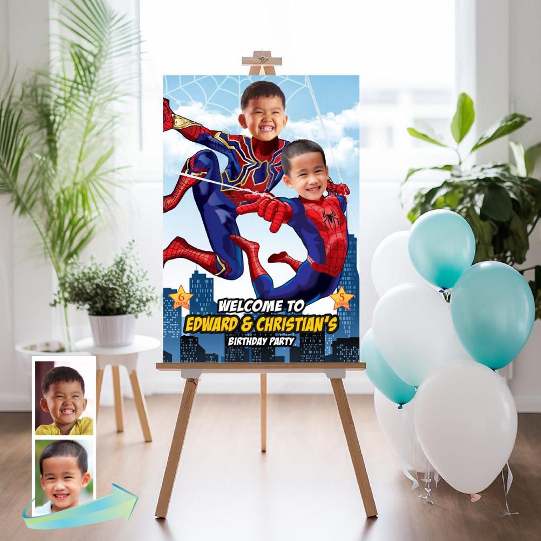 Custom Joint Iron Spiderman and Spider-man Welcome Sign With Photos ...