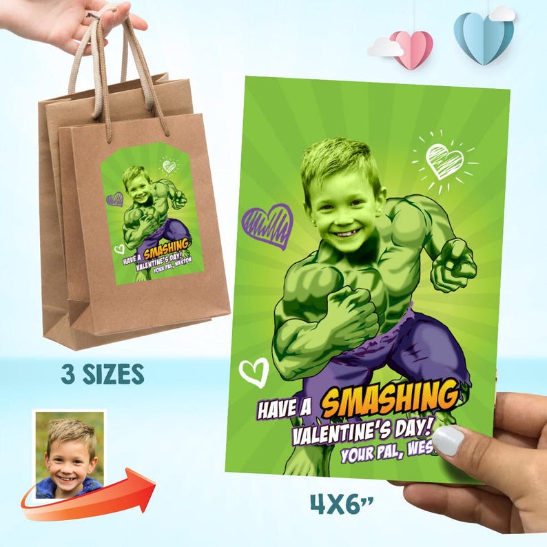 Personalized Hulk Valentines Card With Photo, Smashing Valentine's Day ...