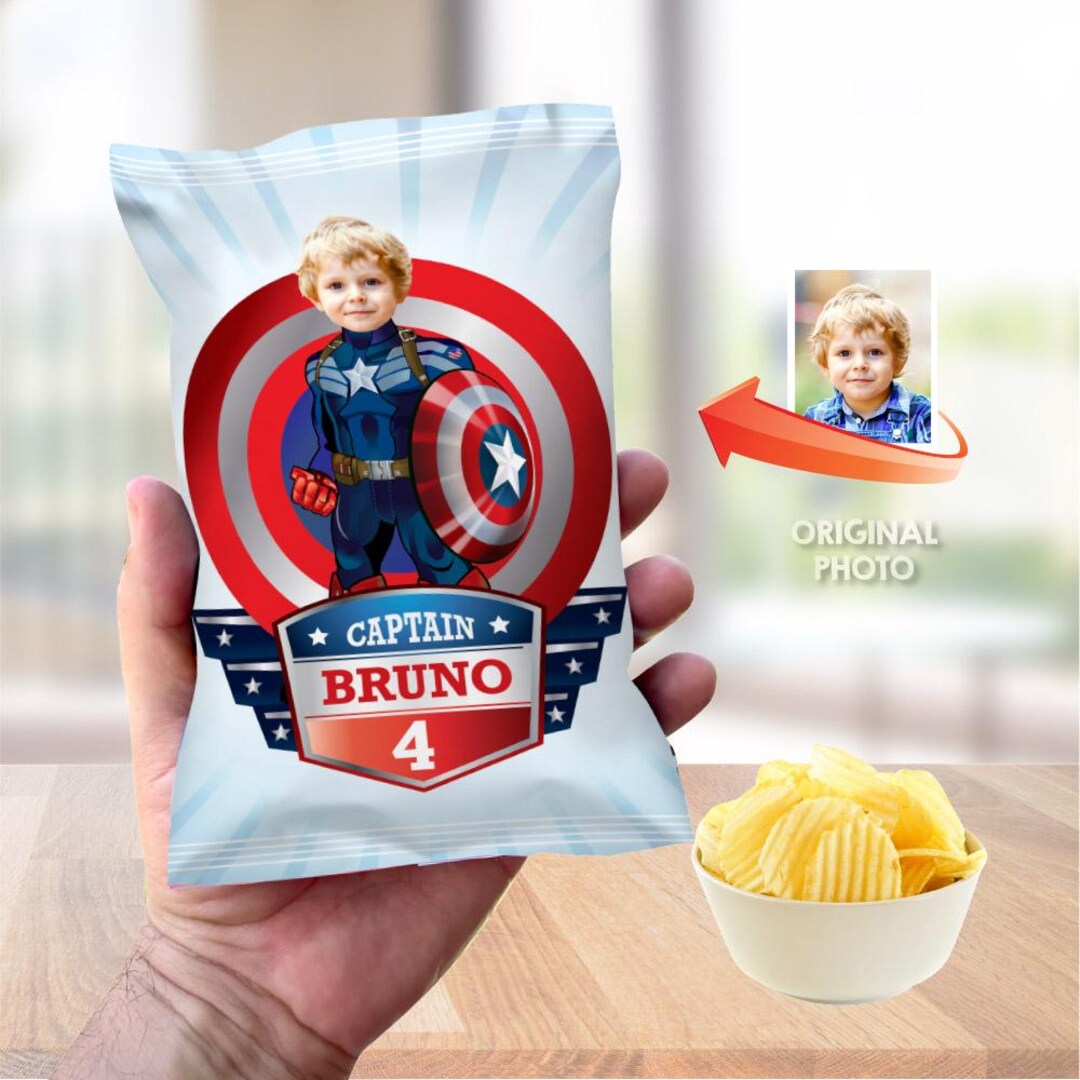 Captain America Chip Bags Party Favors, Captain America Chip Bag ...