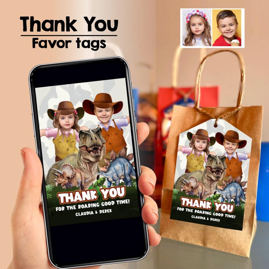 Joint Boy and Girl Dinosaurs Thank You for Coming, 2 Explorers Boy and ...