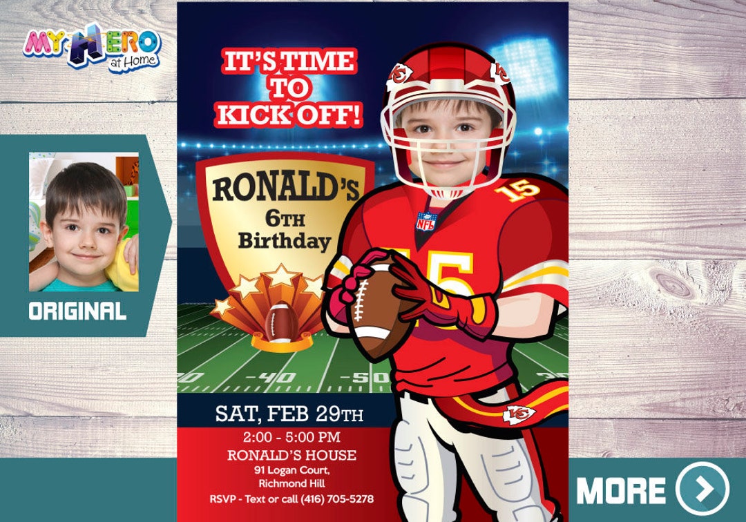Custom Chiefs Party Invitation With Photo, Personalized Chiefs Photo ...