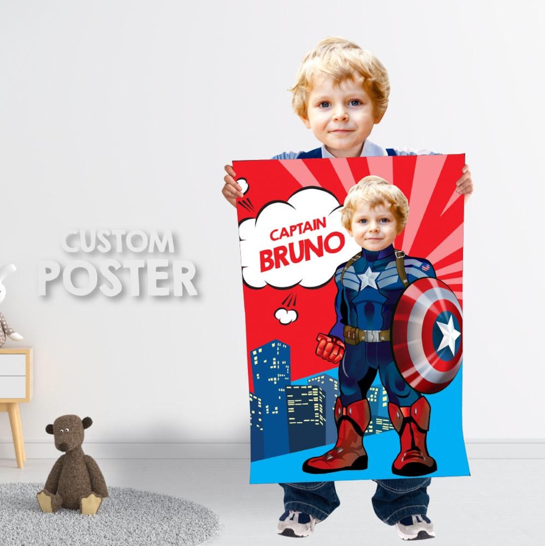 Capt America Poster With Photo, Capt America Room Decor, Capt America ...