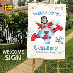 Airplane Welcome Sign With Photo, Airplane Vintage Welcome Sign ...