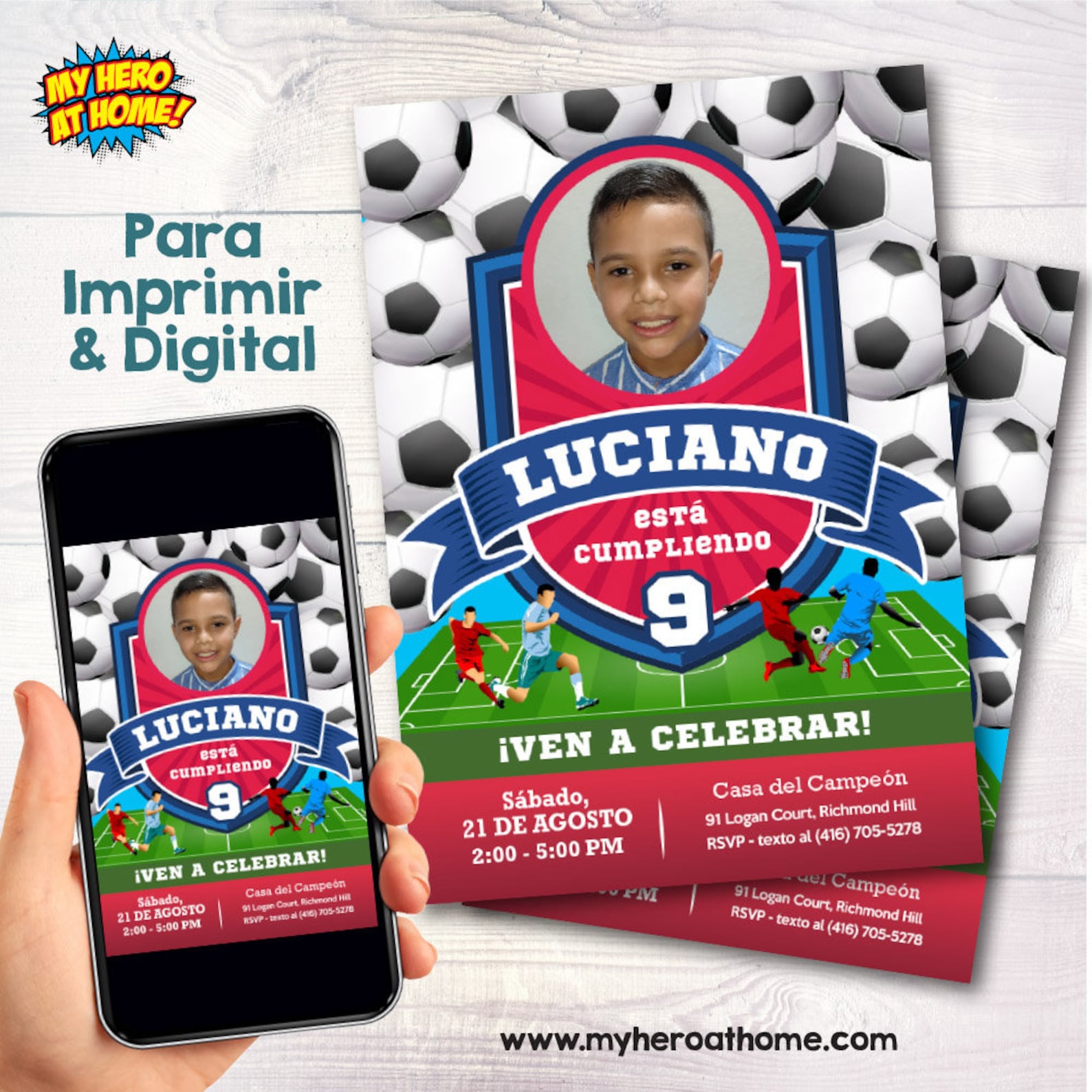 Invitación Personalizada De Futbol Con Foto, Invita Digital Futbol ...