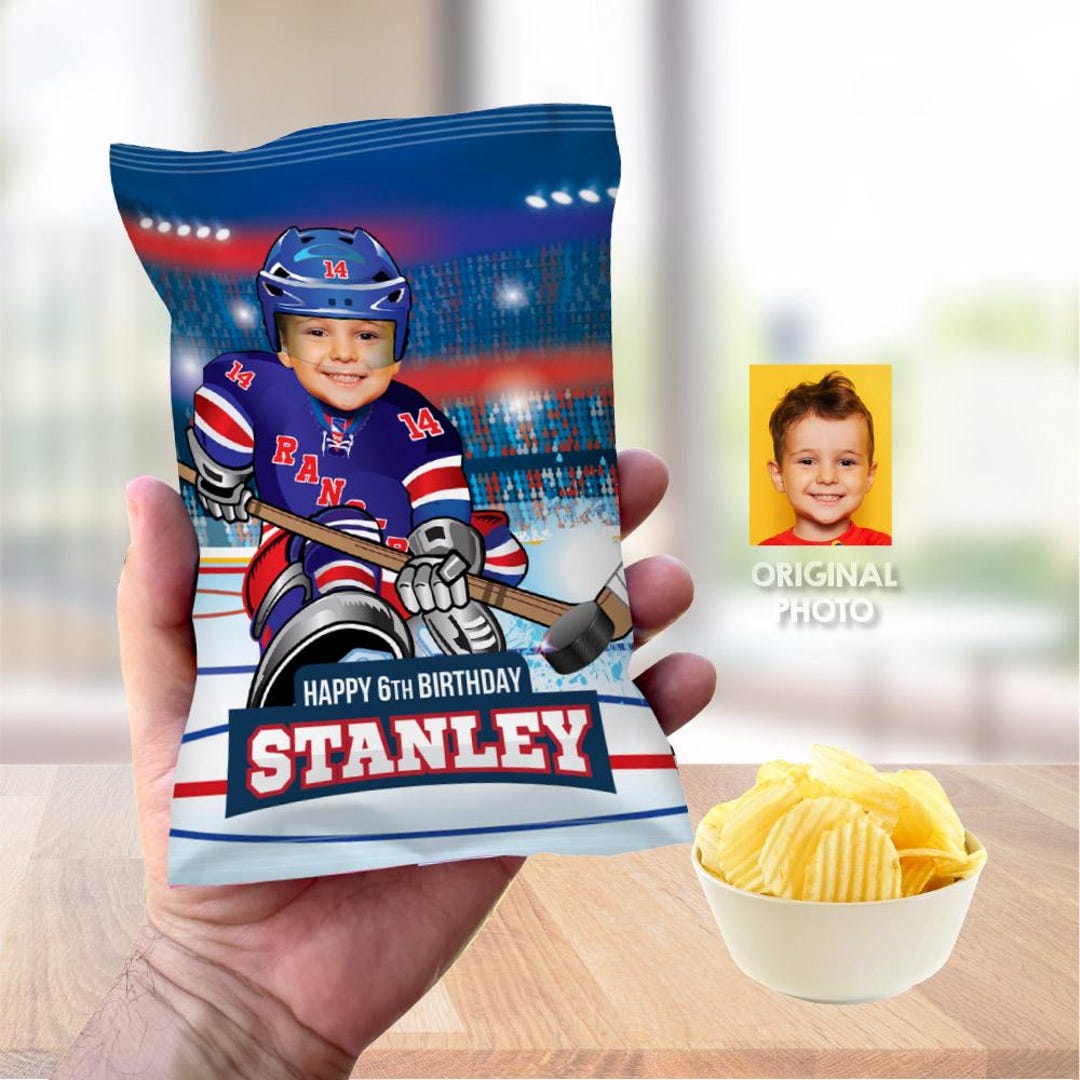 Hockey Chip Bag Birthday, Hockey Rangers Chip Bag Labels, Hockey Snacks ...