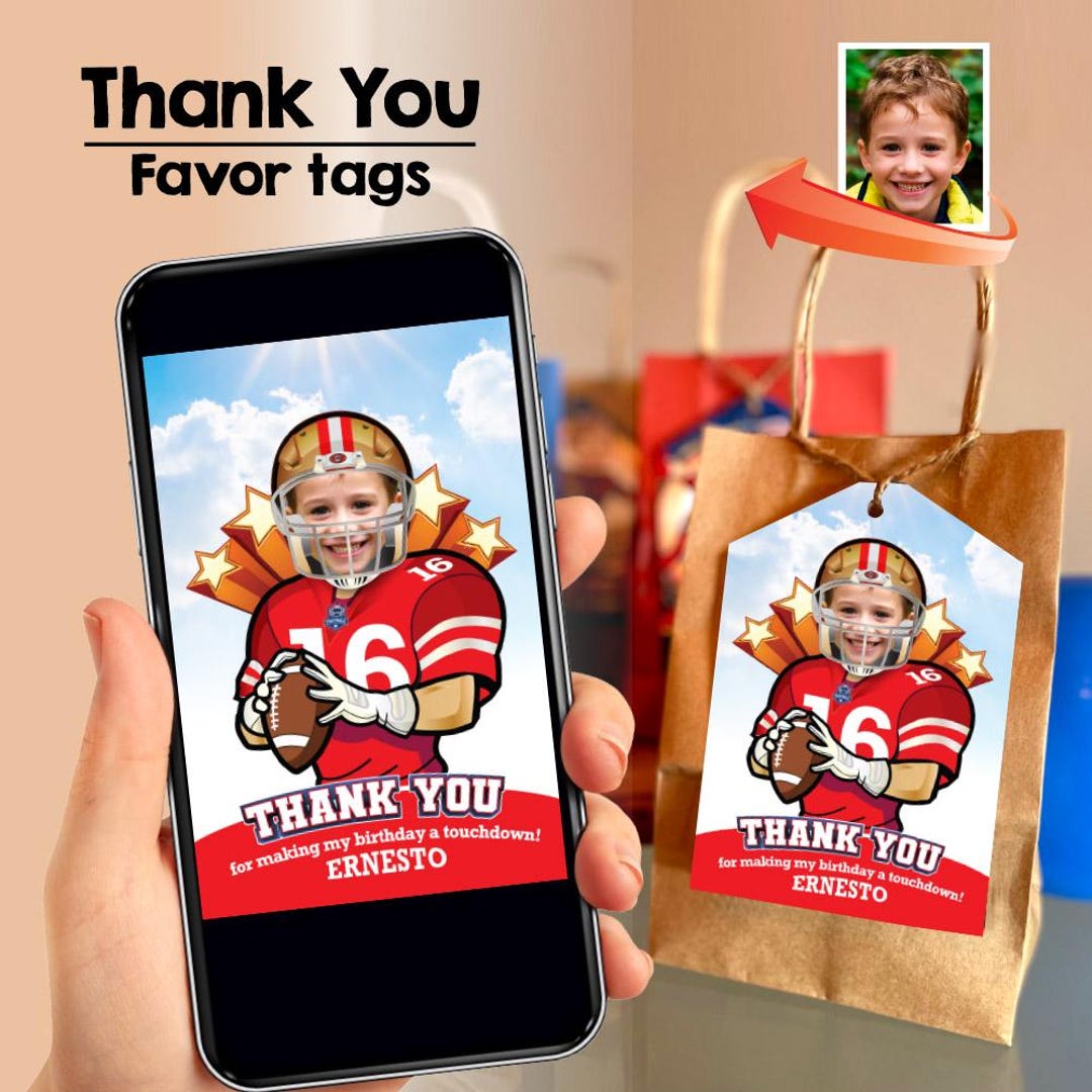 Personalized 49ers Thank You With Photo, San Francisco Football Party ...
