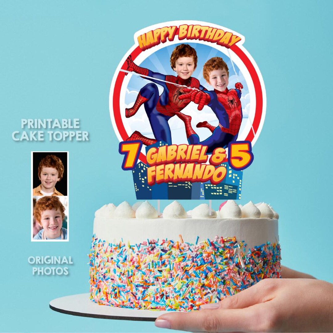 Customized Spider-man Twins Cake Topper With Kids as Spiderman ...