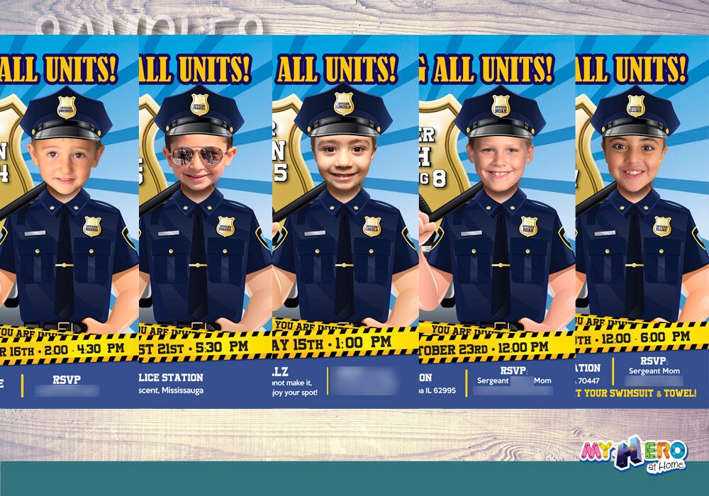 Police Officer Party Invitation, Police Theme Birthday, Police Digital ...