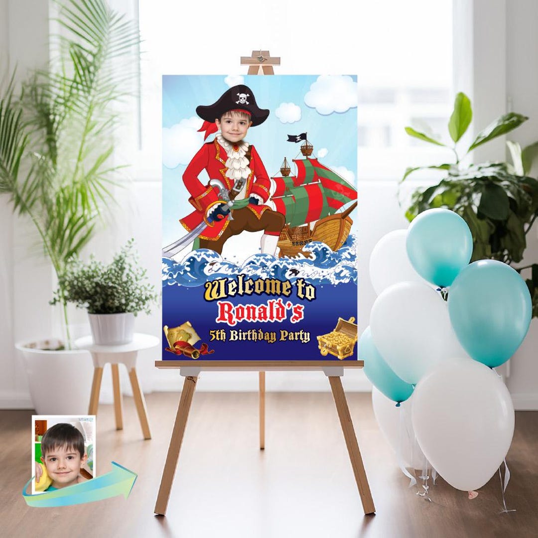 Custom Pirates Party Welcome Sign With Your Kid as the Pirate, Pirates ...