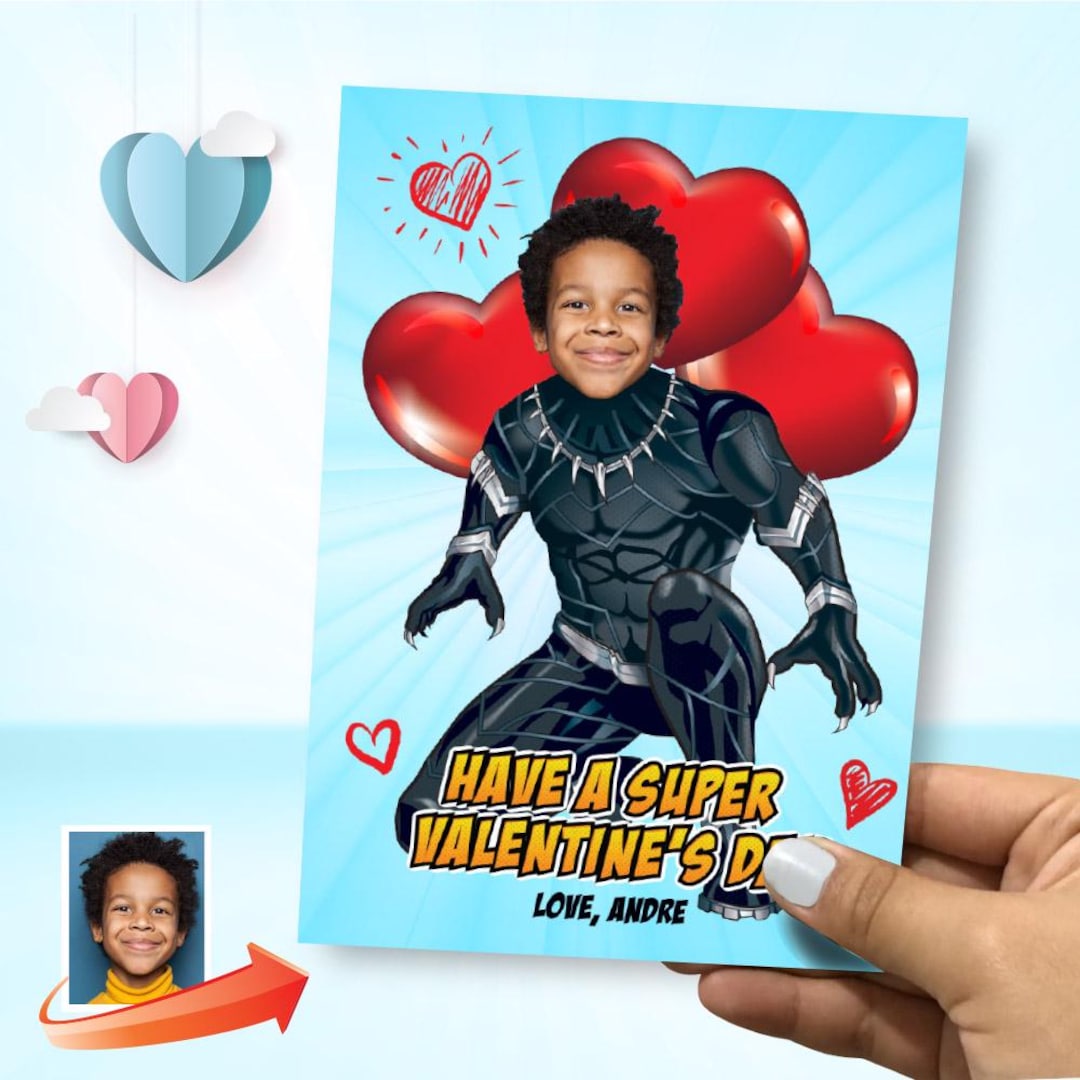 Custom Black Panther Valentines, Valentine Themed Black Panther, Black ...