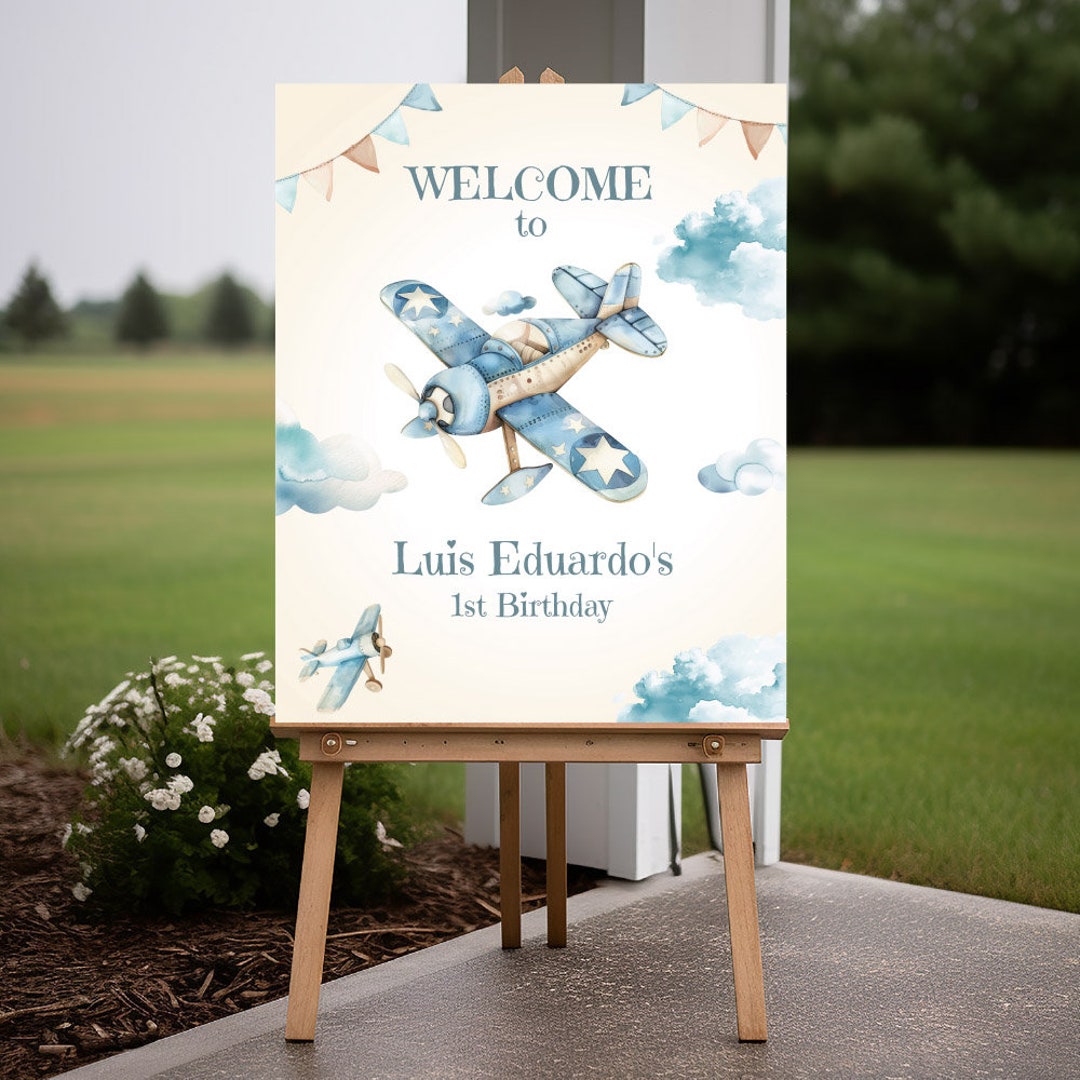 Editable Airplane Welcome Sign, DIY Airplane Welcome Sign, Self ...