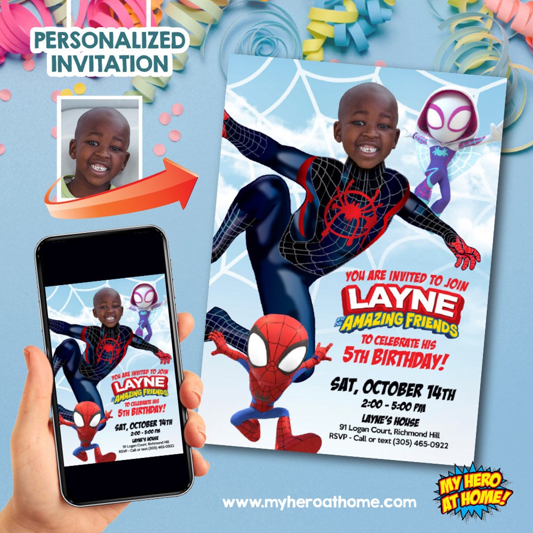 Miles Morales and His Amazing Friends Invitation, Miles Template With ...