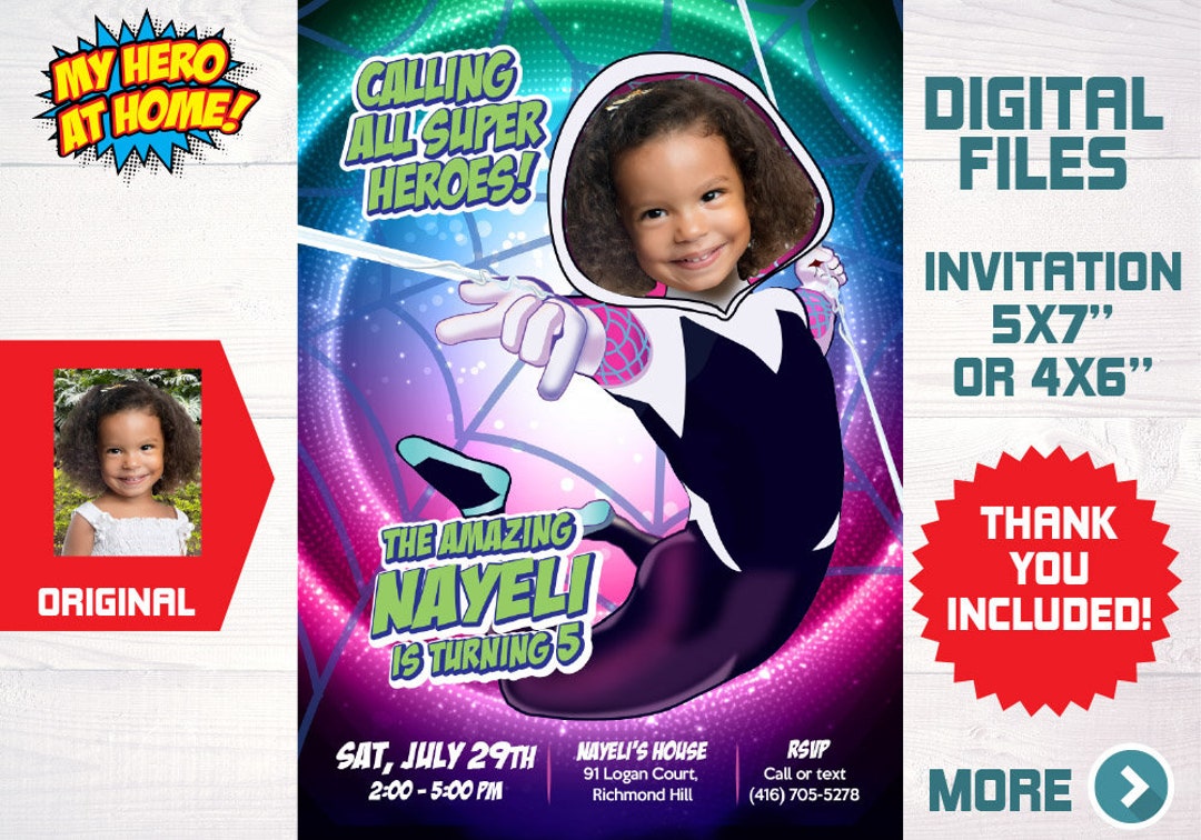 Ghost Spider Invitation With Photo Ghost Spider Invitation - Etsy