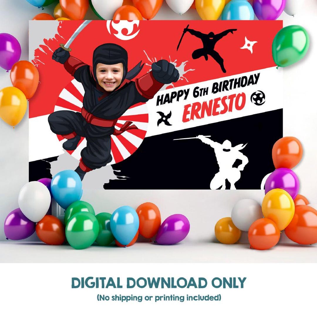 Ninja Birthday Banner With Photo, Custom Martial Arts Kids Party ...