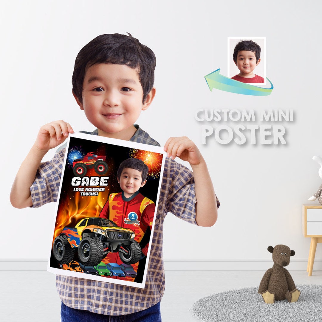 Monster Truck Print With Photo, Personalized Monster Truck Gifts ...