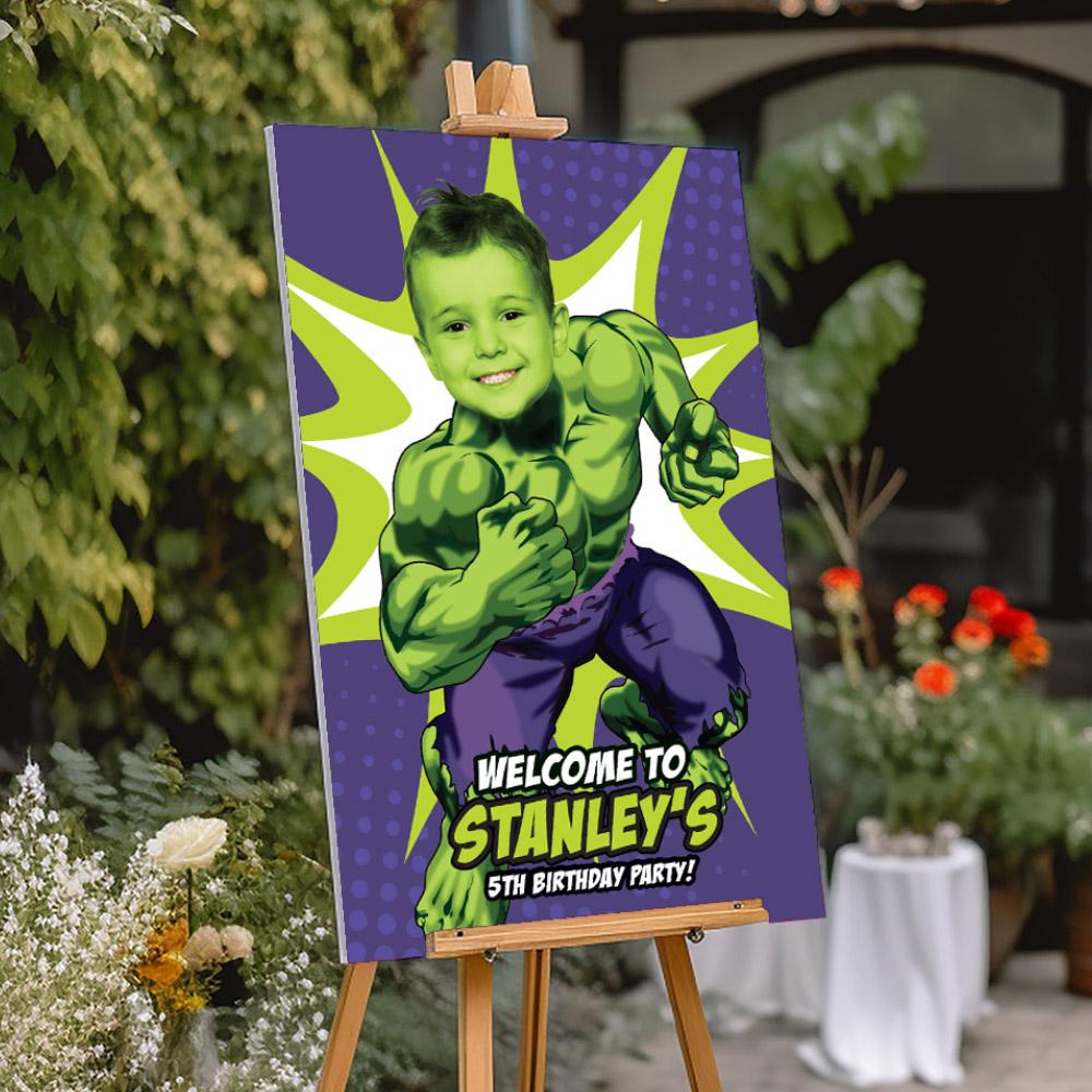 Personalized Hulk Welcome Sign Featuring Birthday Boy as His Favorite ...