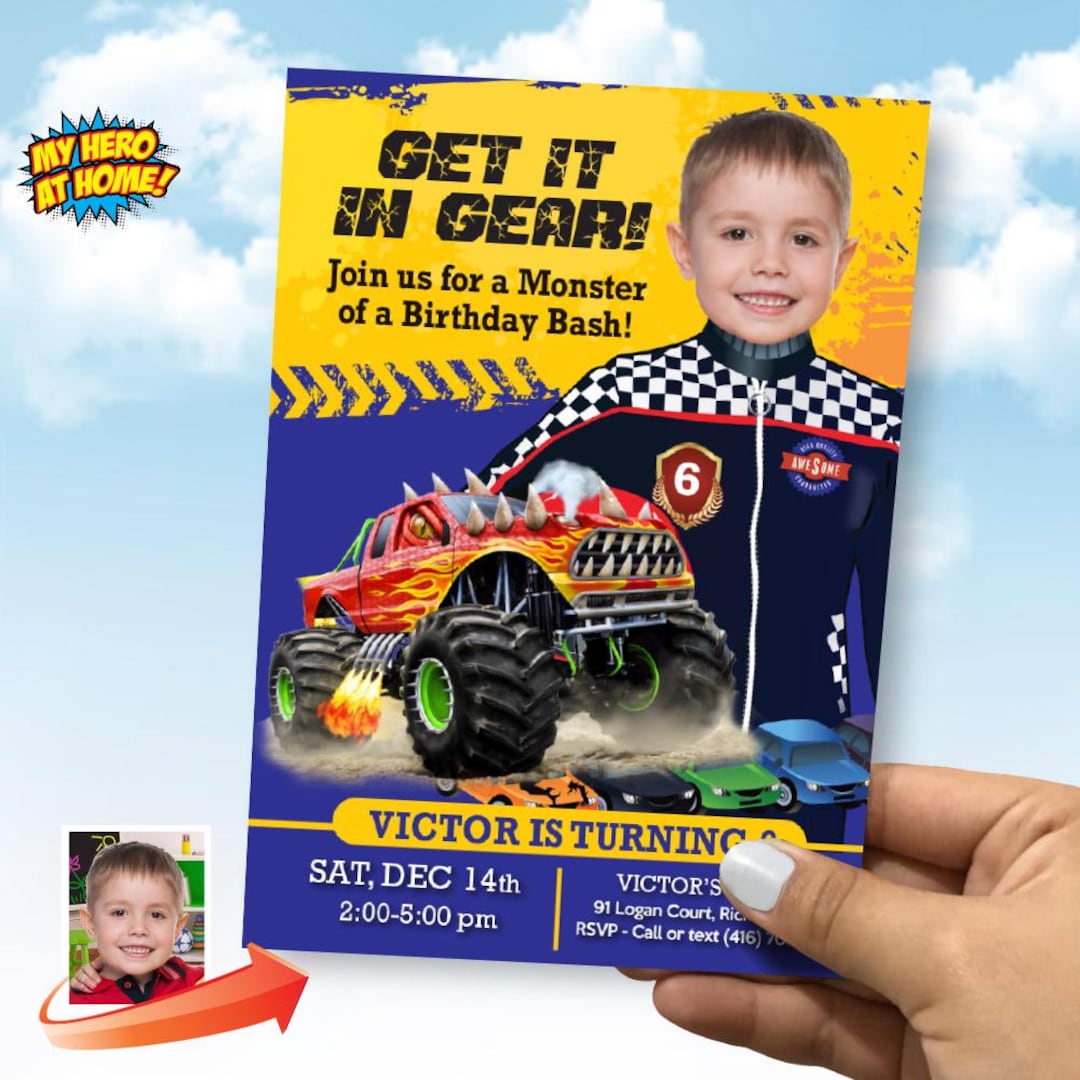 Monster Truck Party Template, Monster Truck Template With Photo ...