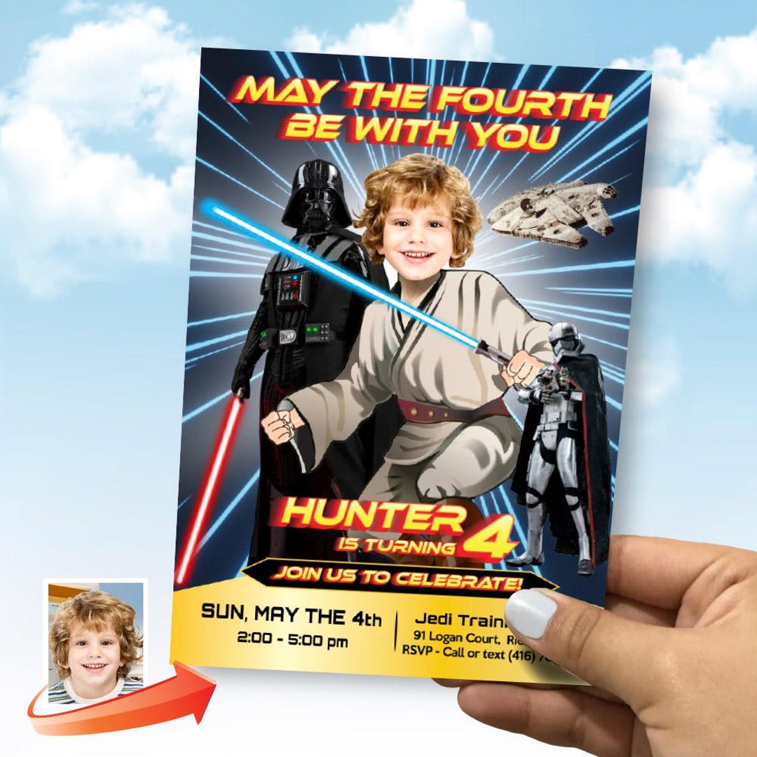May the Fourth Party Invitation, May the 4th Birthday Invite, Jedi ...