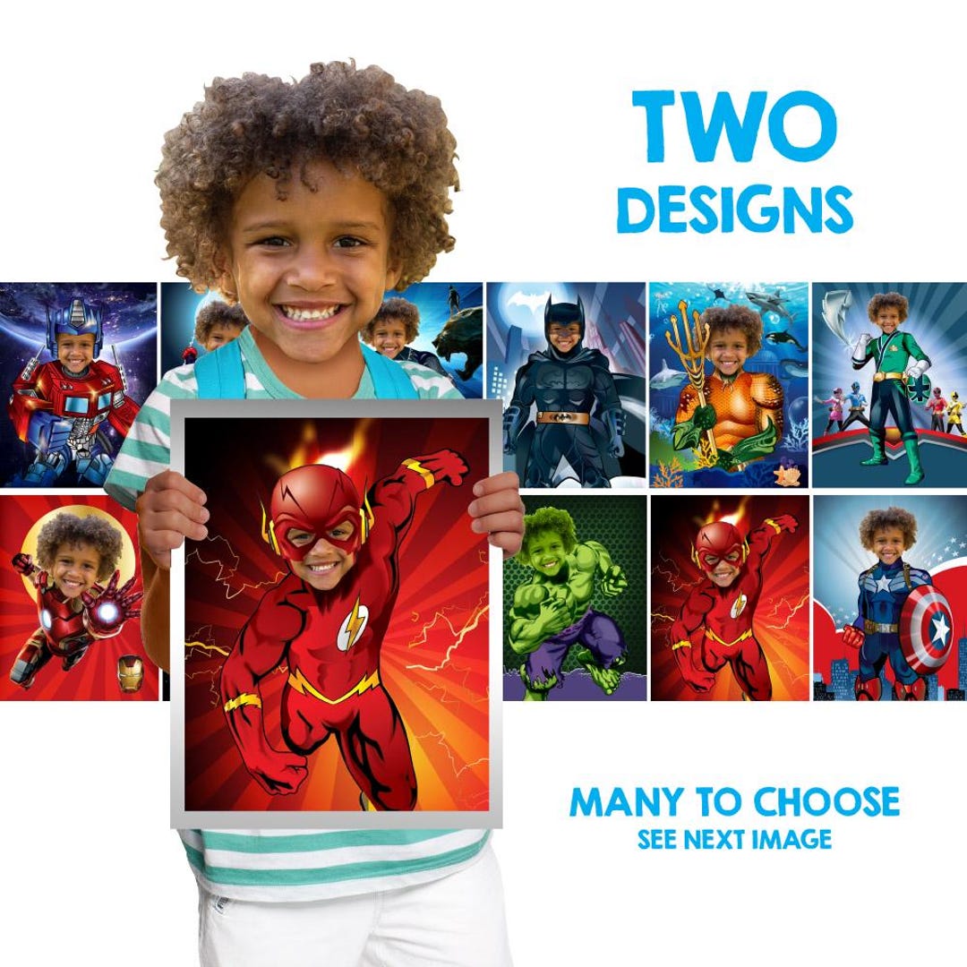 Superheroes Photo Posters Featuring Your Kid! Gift Themed Super Heroes ...